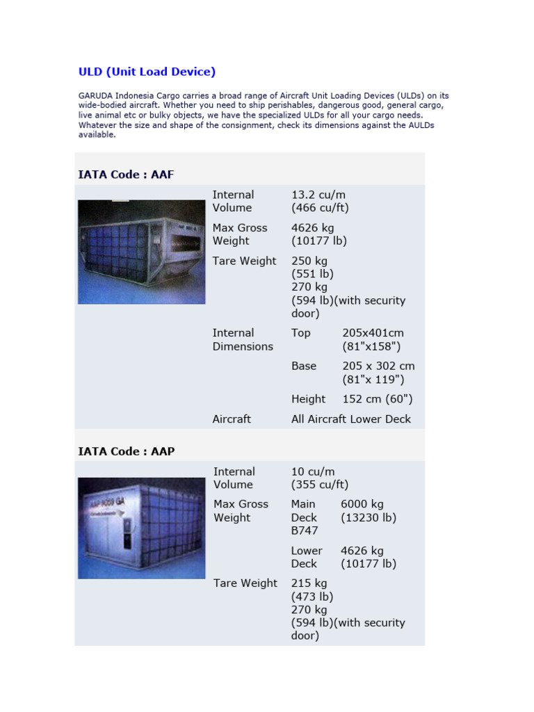 ULD Information | PDF | Aircraft | Transport