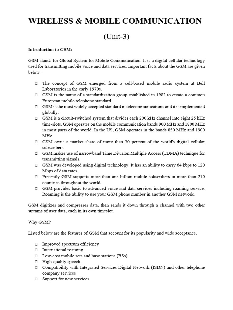 WMC_Unit_3 | PDF | 3 G | General Packet Radio Service
