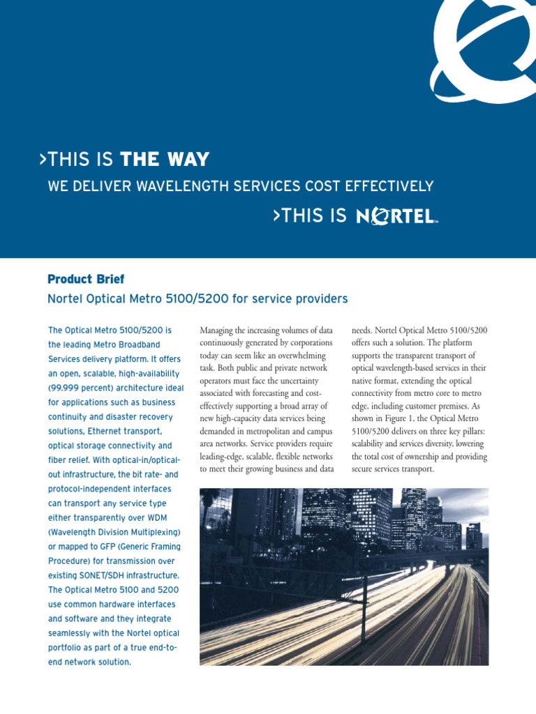 Nortel Optical Metro 5000 | PDF | Wavelength Division Multiplexing ...