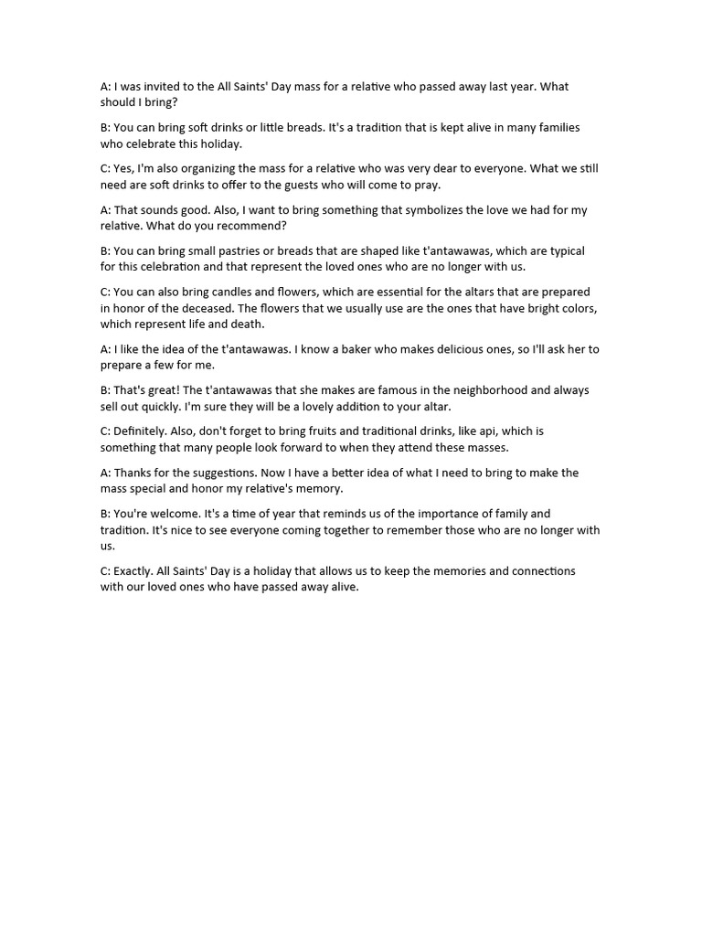 All Saints' Day Mass Offerings Guide | PDF