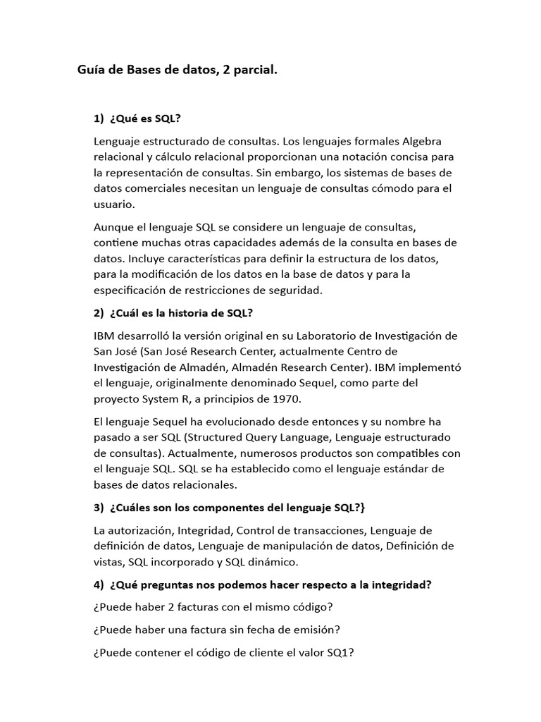 Guía de Bases de Datos | PDF | SQL | Base de datos relacional