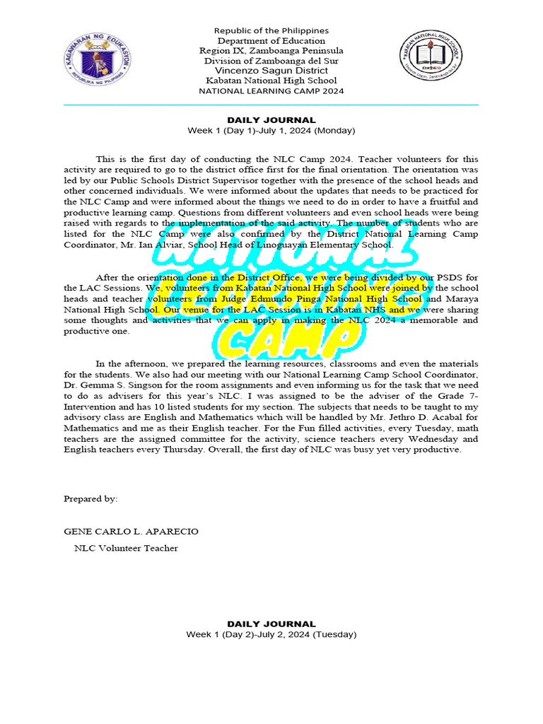 Week 1-Day 1 | PDF | Teachers | Learning