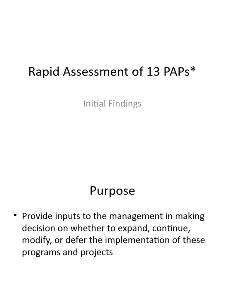 Rapid Assessment of 13 PAPs - Usec Dina's Office V3 | PDF | Evaluation
