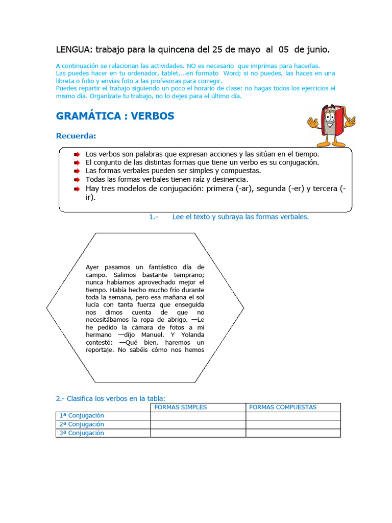 Actividades de Lengua para Primaria | PDF | Verbo | Conjugación gramatical
