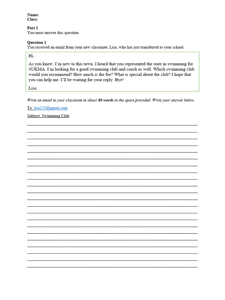 English paper 2 (test) | PDF