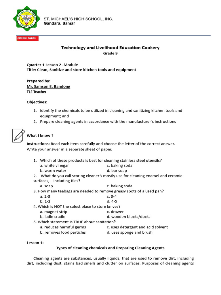 Learning Plan | PDF | Kitchen Utensil | Materials