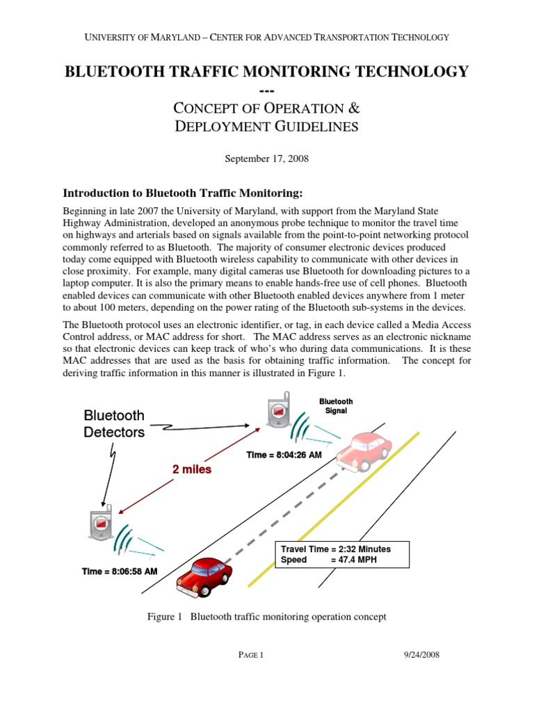 Bluetooth Traffic Monitoring Technology - : C O & D G | PDF | Bluetooth | Surveillance