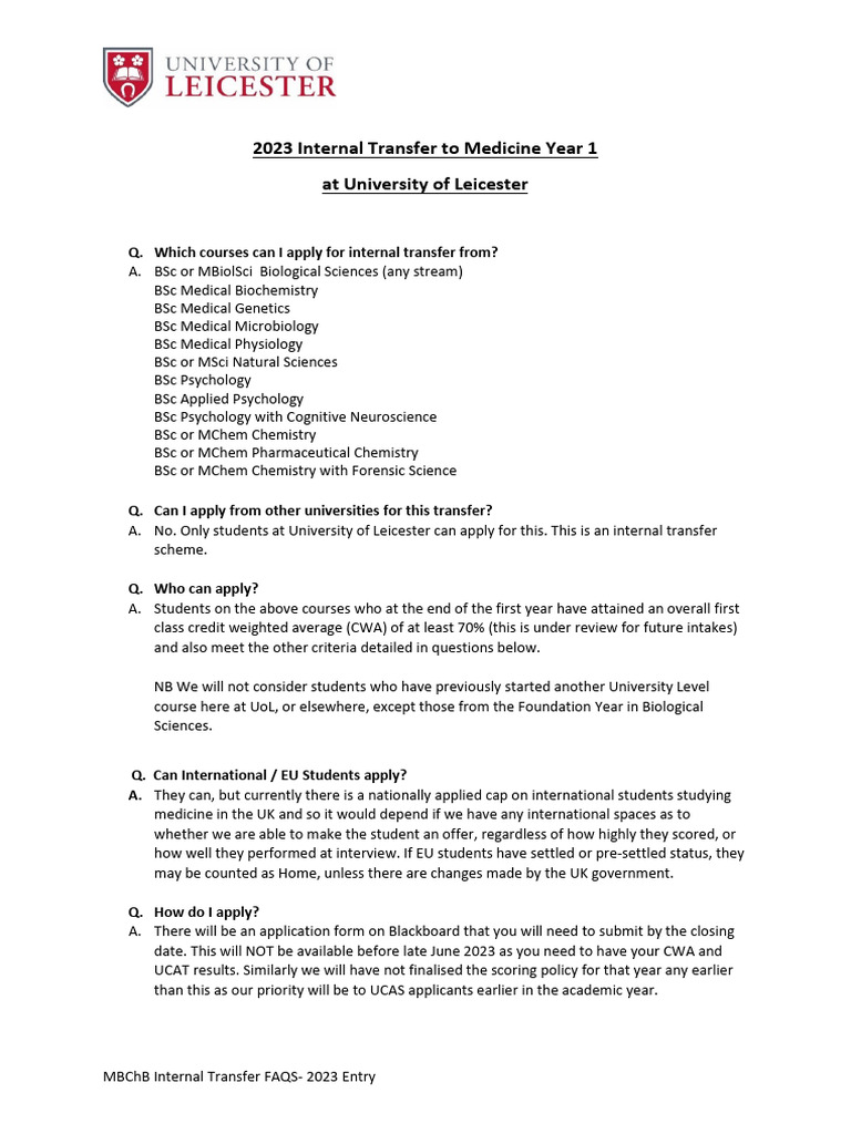 2023 FAQs UoL Transfer Scheme FAQs For Prospective Students | PDF | Gce Advanced Level (United ...