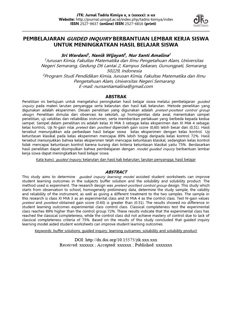 Artikel Pendidikan Kimia Fix (Nur Santi Amalina, FMIPA, UNNES) | PDF ...