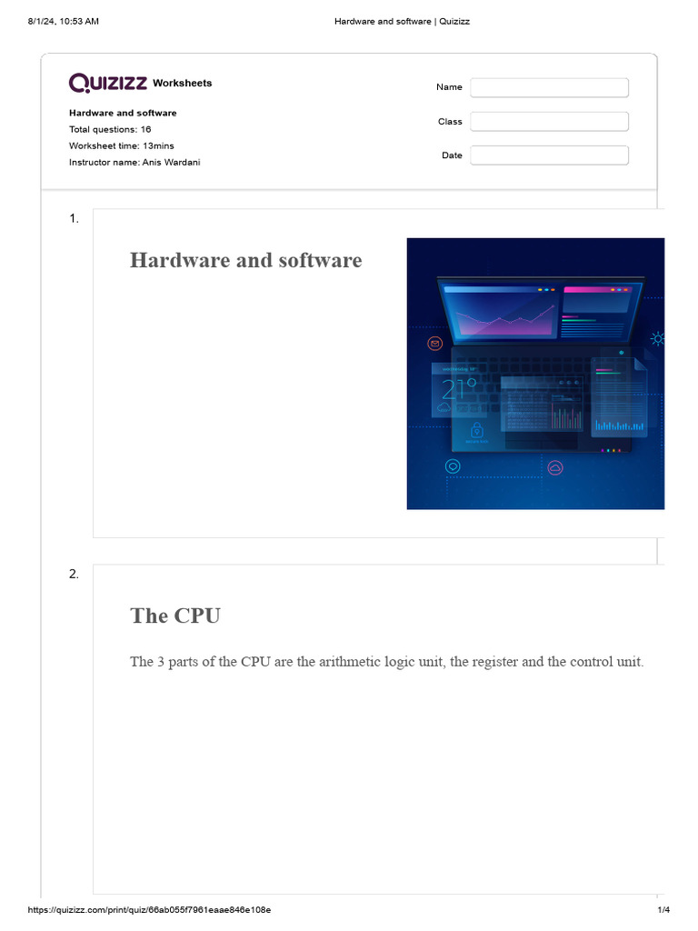 Describing Hardware and Software | PDF | Central Processing Unit | Computer Hardware