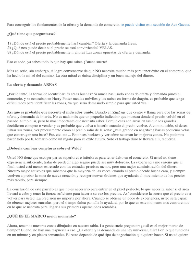 Introduction To Supply and Demand Trading - En.es | PDF | Oferta ...