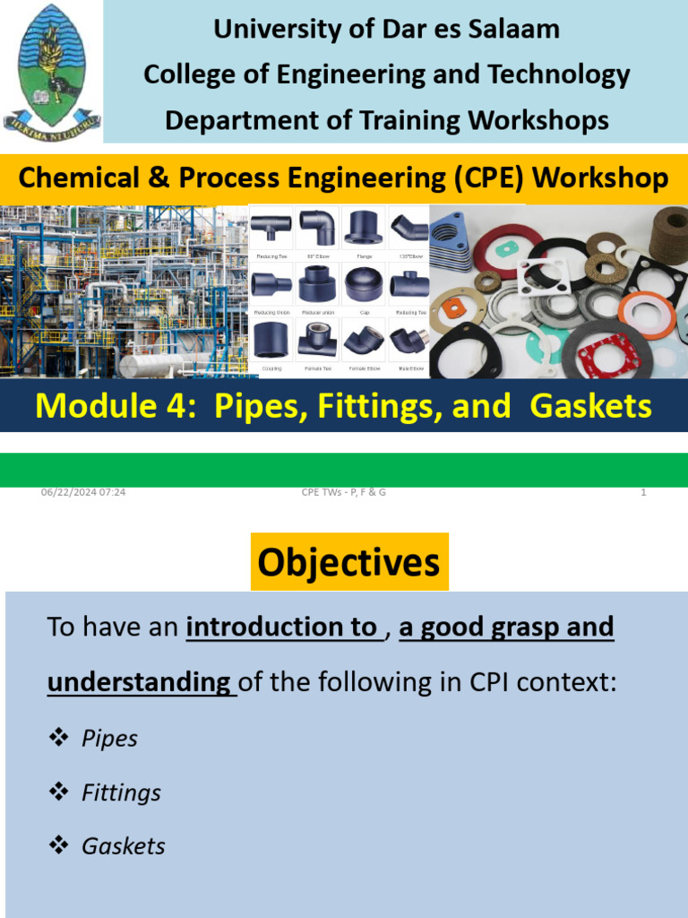 CPE Workshop: Pipes, Fittings, Gaskets | PDF | Pipe (Fluid Conveyance ...