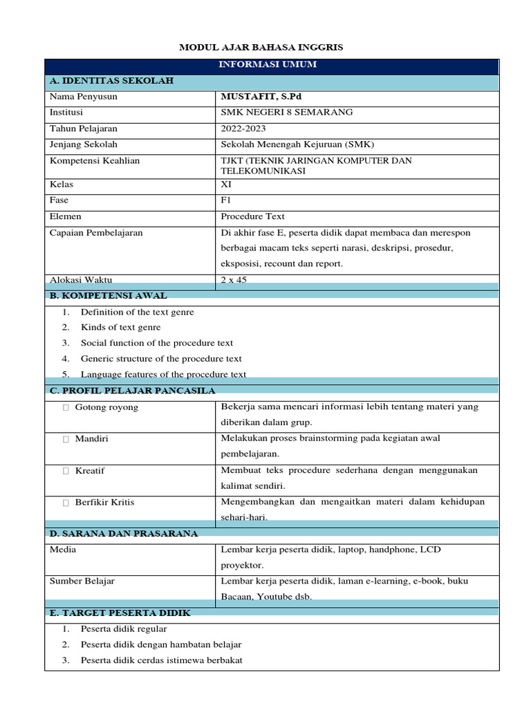 Modul Kelas XI TKJ | PDF | Karier & Perkembangan