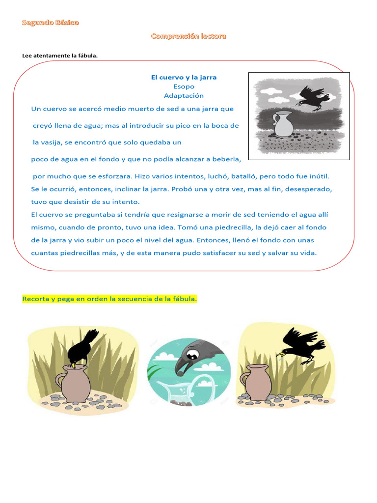 Comprensión Lectora El Cuervo Y La Jarra Pdf