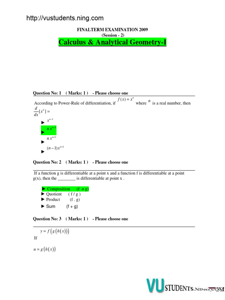 Paper 4 MTH101 Final Term Solved Paper | PDF | Sequence | Function ...