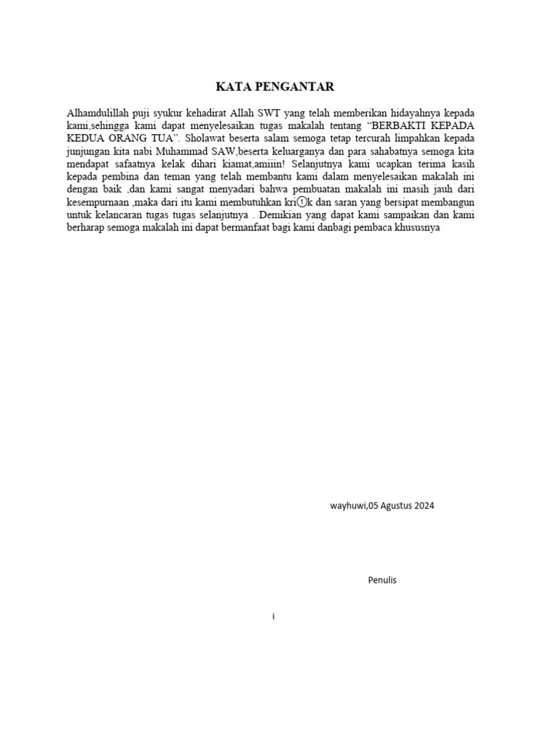 Makalah Berbakti Kepada Orang Tua | PDF