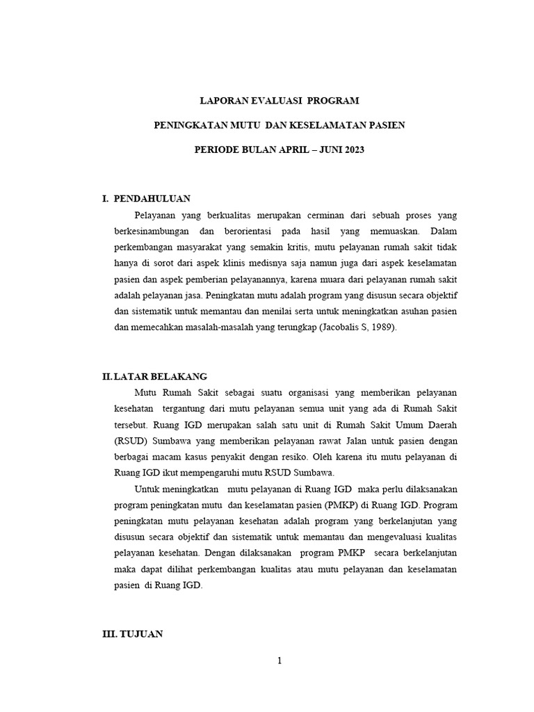 Laporan-Evaluasi-Program PMKP Ruang Igd 2023 | PDF