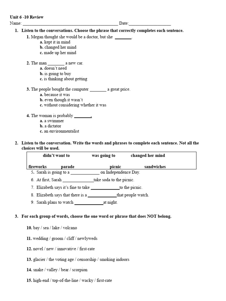 Unit 6-10 Review | PDF | Literacy