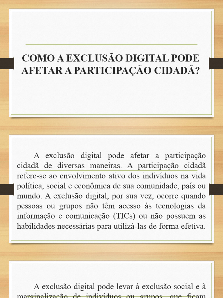 Como A Exclusão Digital Pode Afetar A Participação | PDF | Política ...