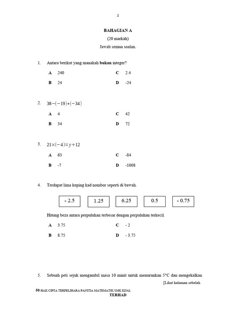 Matematik PPT T1 2024 | PDF