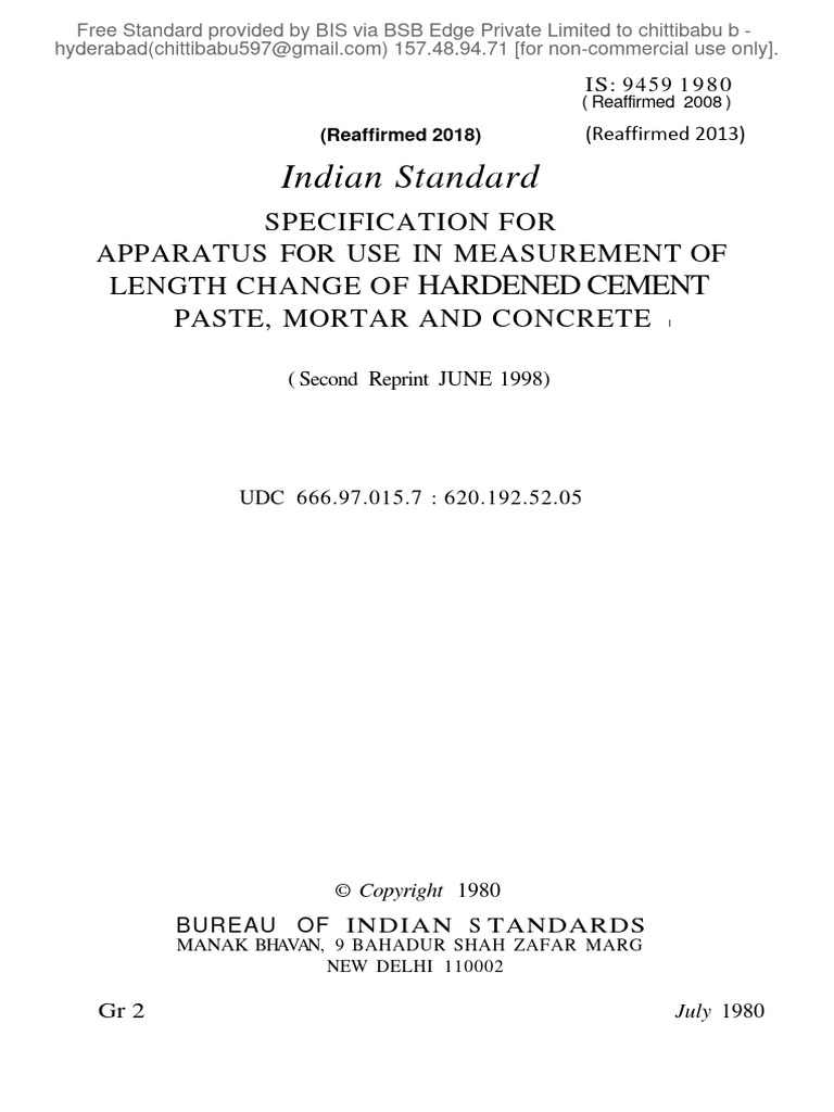 SPECIFICATION FOR Hrdened Concrete Mortar Paste and Cement Paste | PDF ...