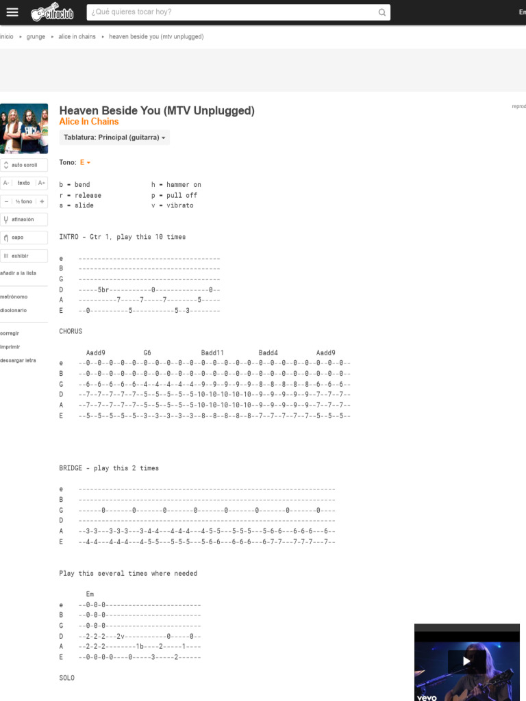 Heaven Beside You (MTV Unplugged) - Alice in Chains - Cifra Club | PDF