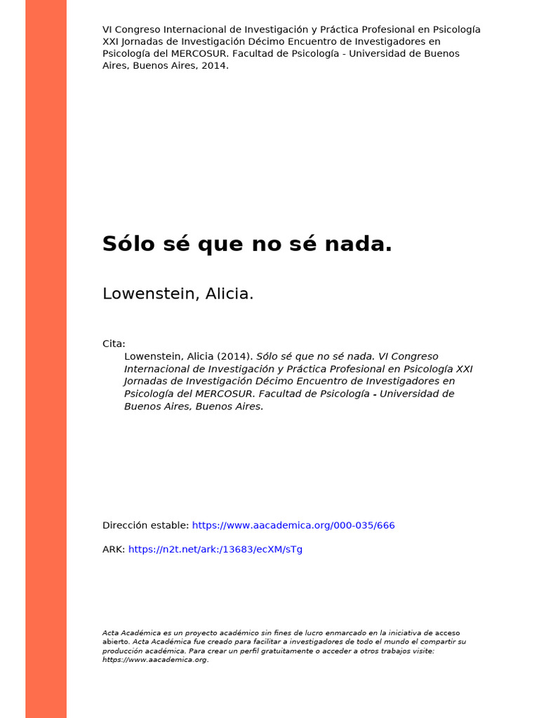 Lowenstein, Alicia (2014) - Sólo Sé Que No Sé Nada | PDF | Jacques ...