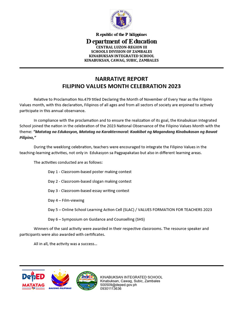 Acr - Filipino Values Month 2023 | PDF | Behavior Modification ...