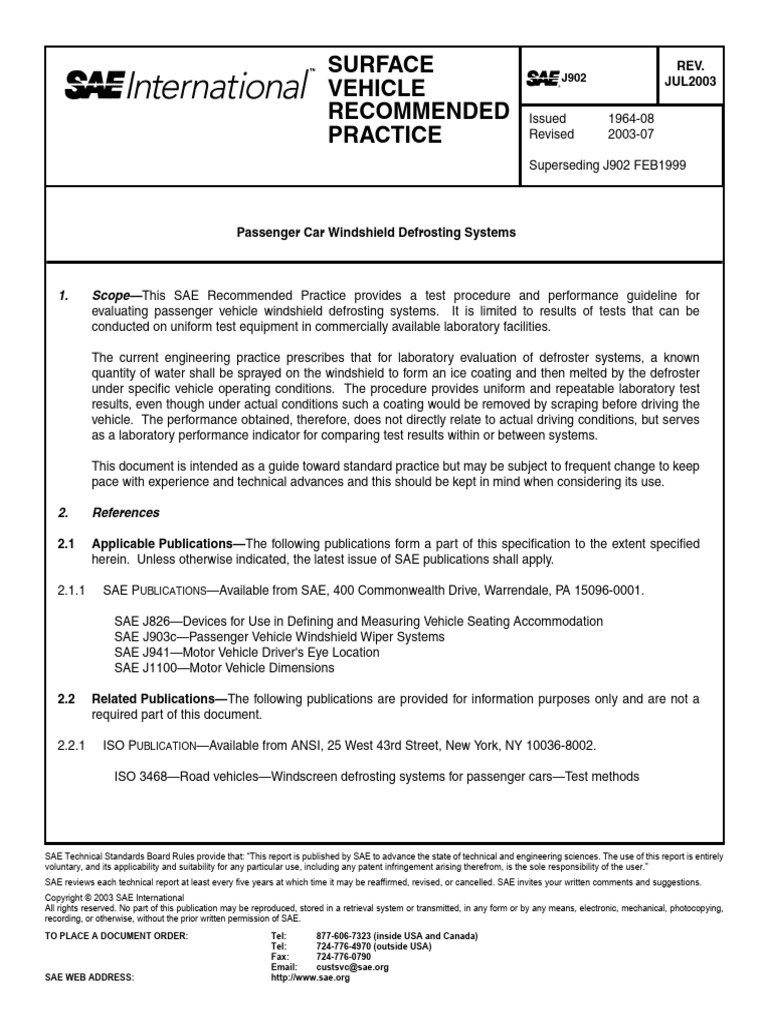 Sae - Passenger Car Windshield Defrosting Systems | PDF | Thermostat ...