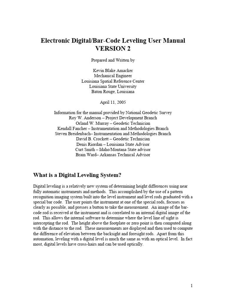 Bar Code Precision Leveling v2 | PDF | Surveying | Geographical Technology