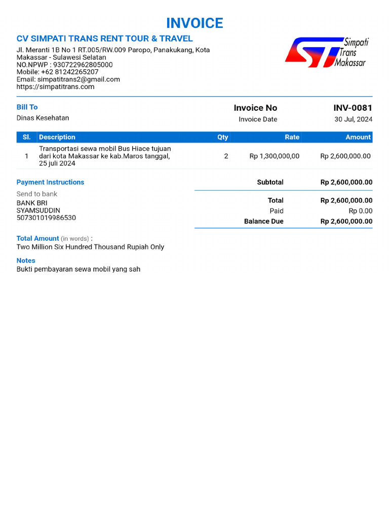 Invoice INV 0081 | PDF