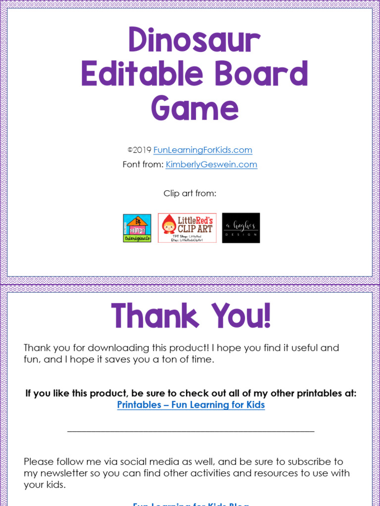 Editable Dinosaur Board Game | PDF | Computer File | Computing