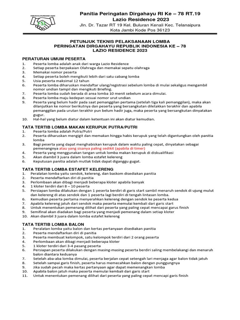 Contoh Juknis Lomba | PDF