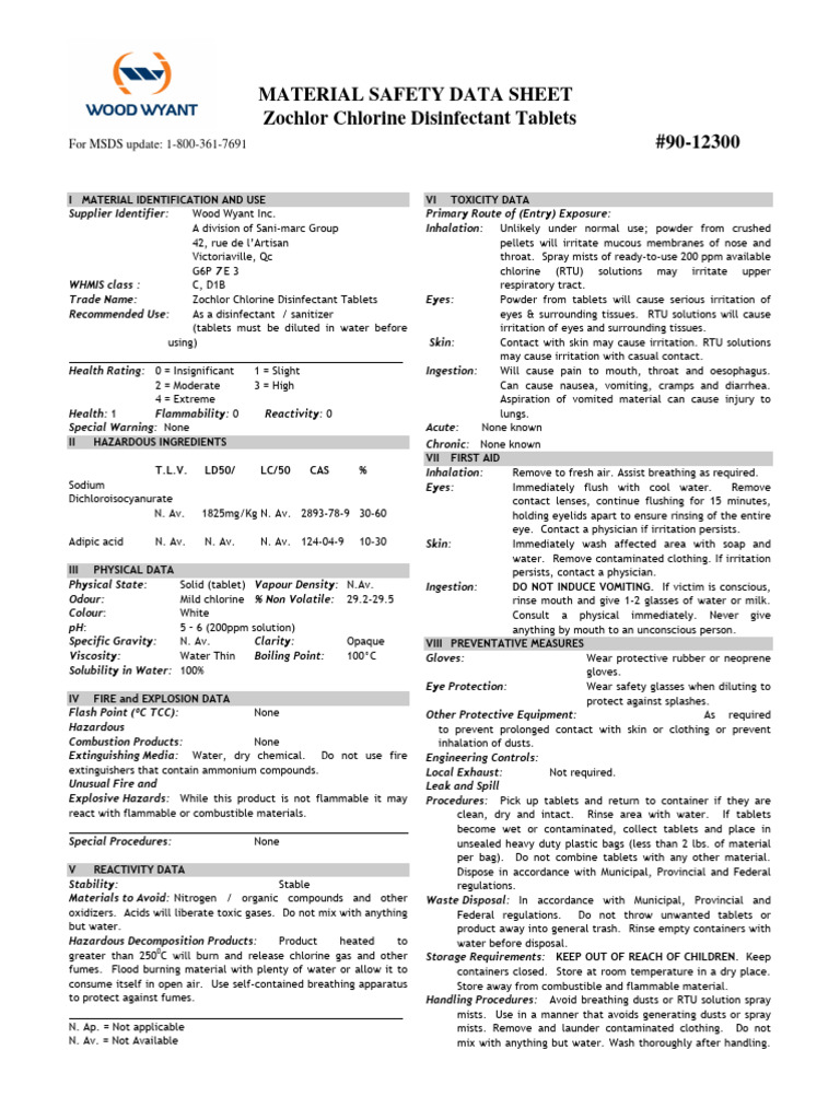 Fishe Signalitique Zochlor | PDF | Chlorine | Water