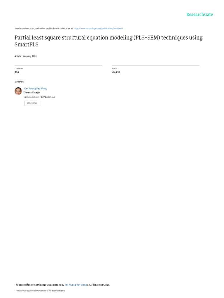 pls sem | PDF | Structural Equation Modeling | Bootstrapping (Statistics)