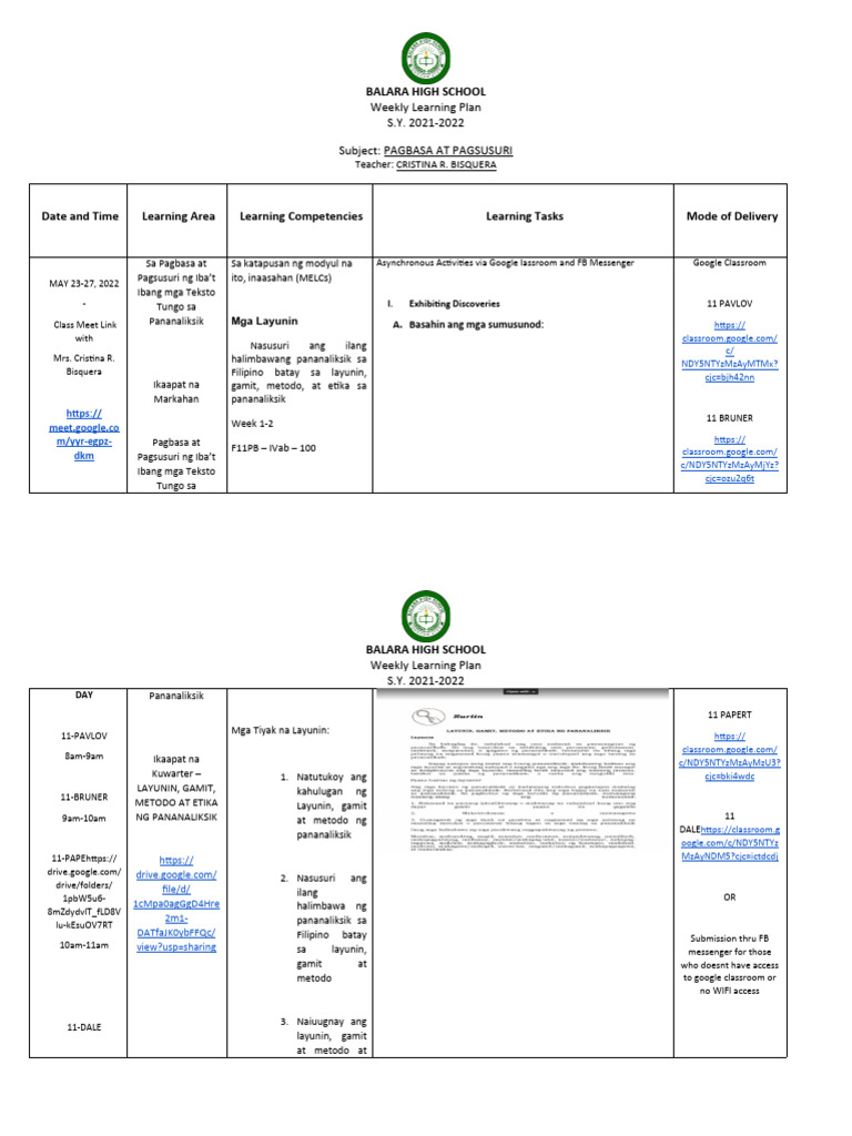 CB - Q4 W4 - PAGBASA AT PAGSUSURI May 23-27, 2022 | PDF