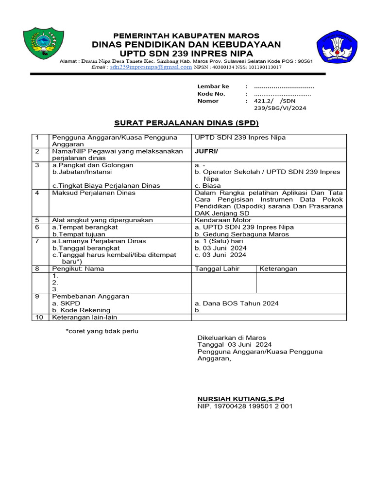 Contoh SPPD Baru-1 | PDF