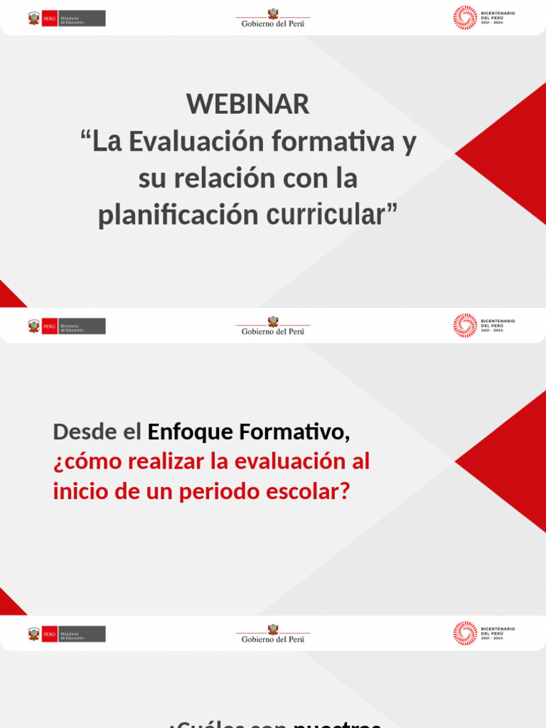 Webinar "La Evaluación Formativa y Su Relación Con La Planificación Curricular" | PDF ...