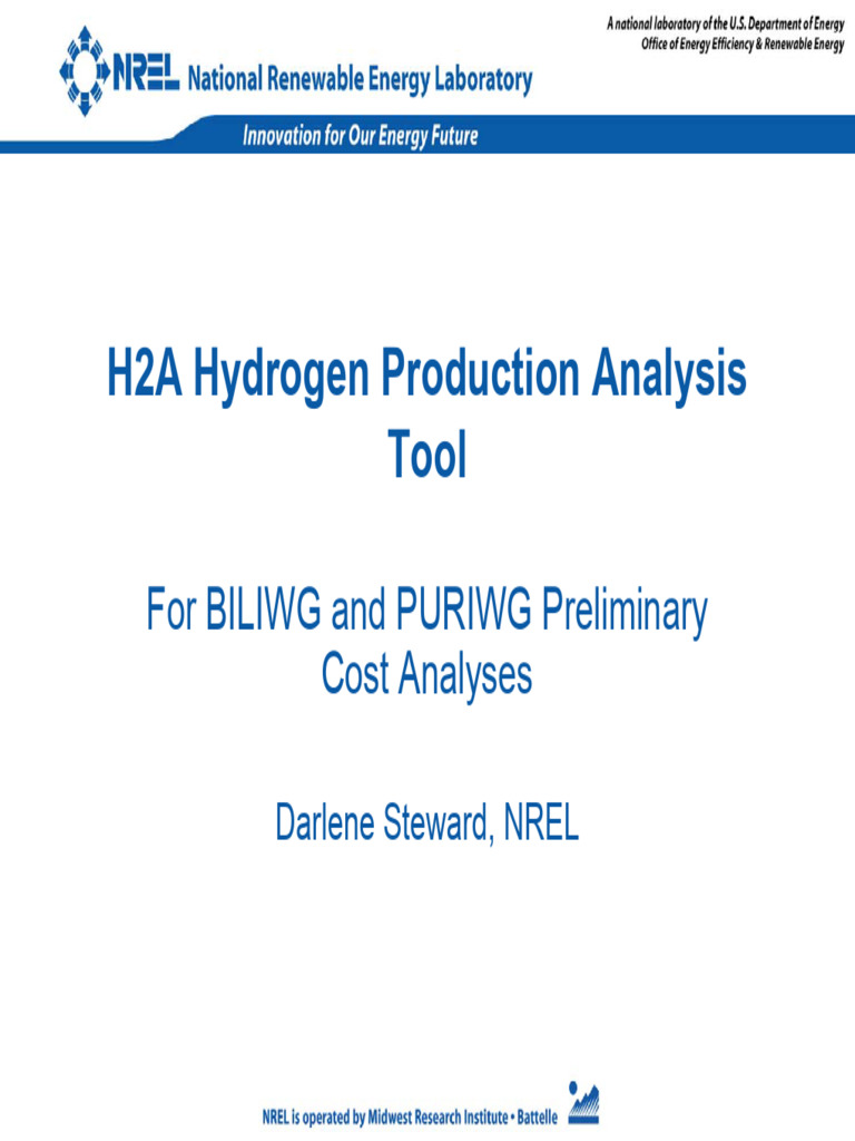 H2a Hydrogen Production Analysis Tool Presentation | PDF | Capital ...