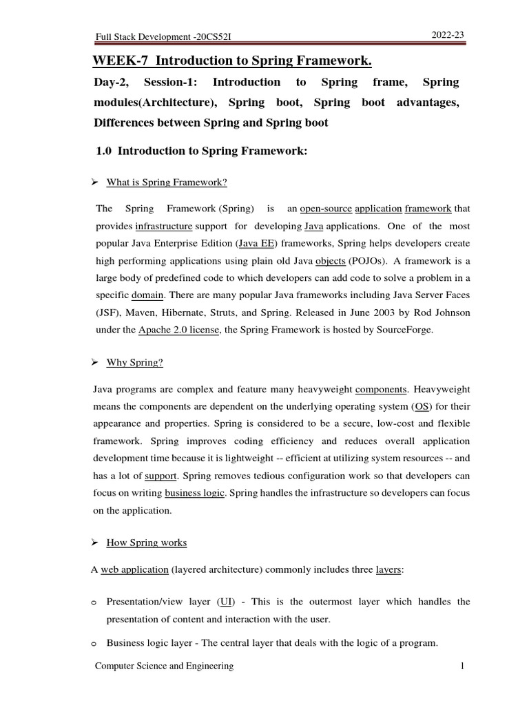 Week-7 Full Stack | PDF | Spring Framework | Class (Computer Programming)