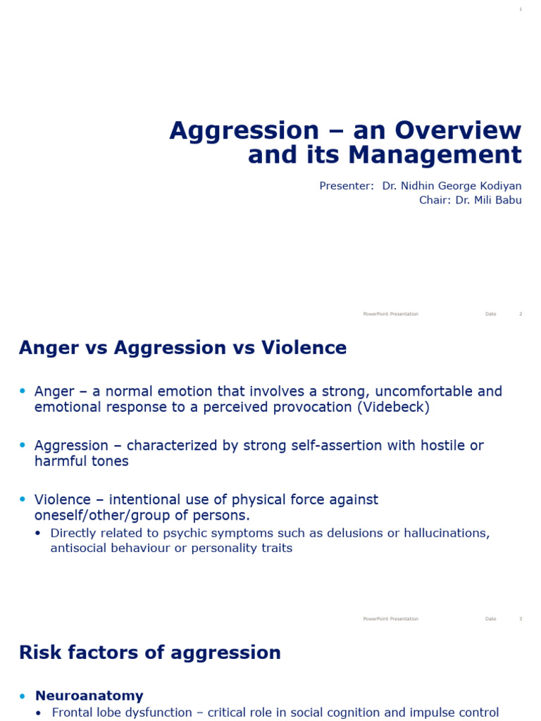 Aggression - An Overview and Management | PDF | Aggression | Violence