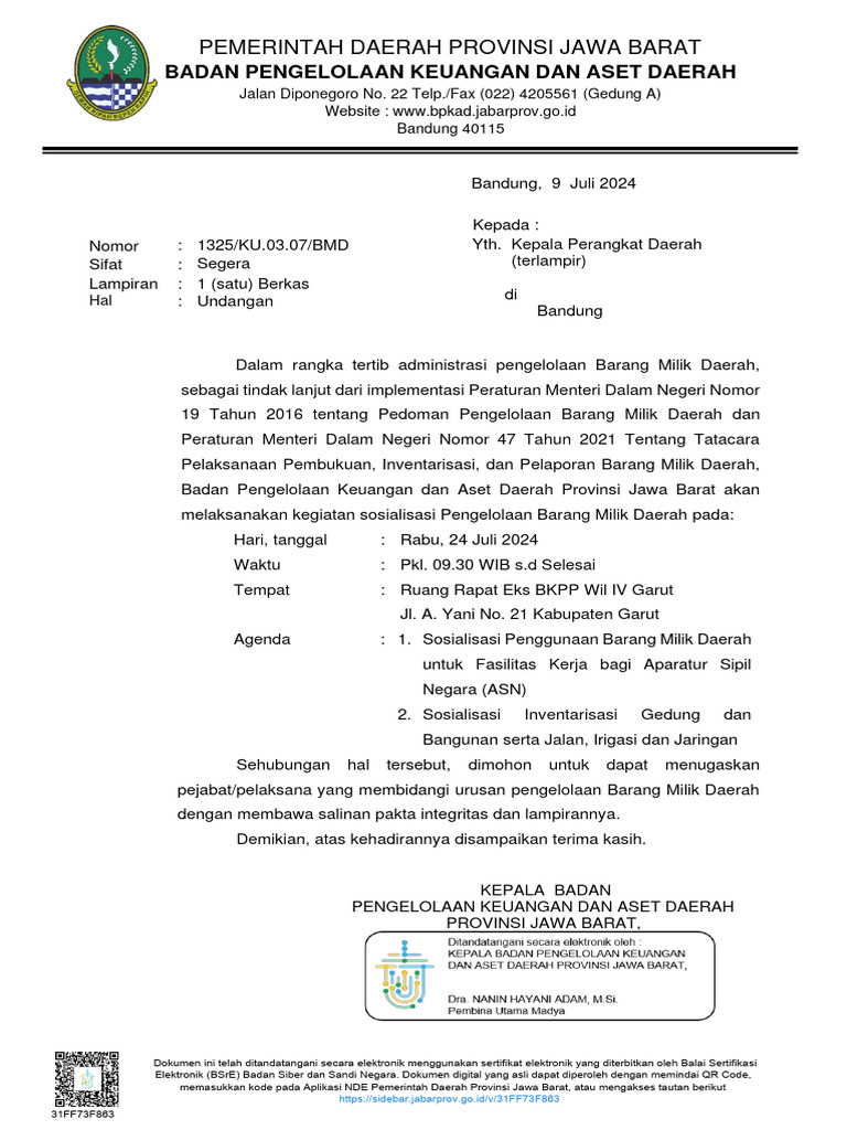 1325 BMD Surat Undangan Sosialisasi Penggunaan Dan Inventarisasi Juli ...