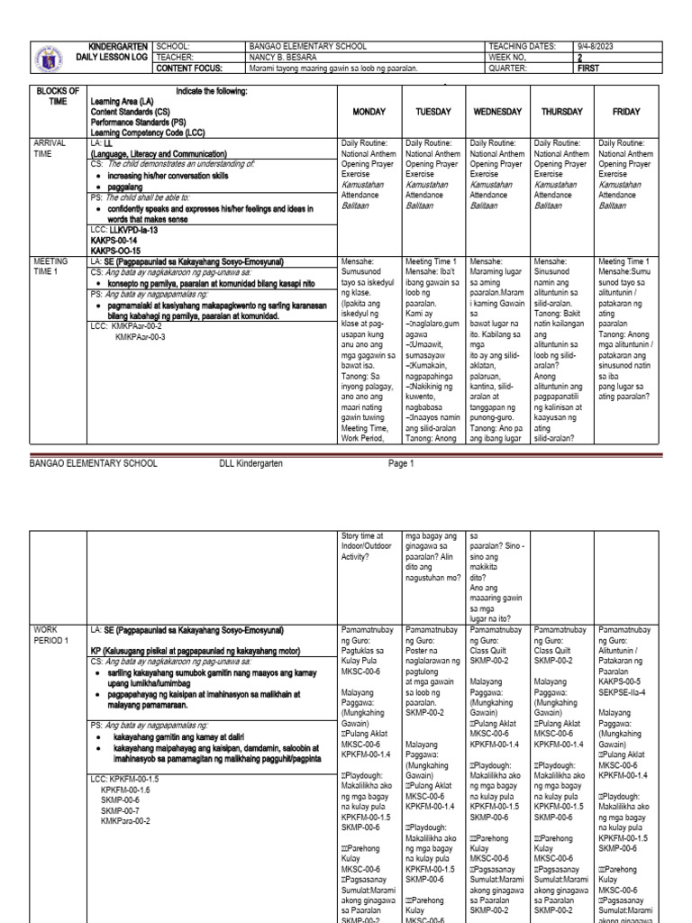 KINDER-DLL Week 2 | PDF