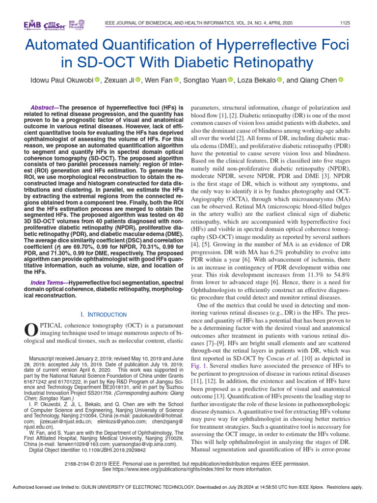 Automated Quantification of Hyperreflective Foci in SD-OCT Images | PDF ...