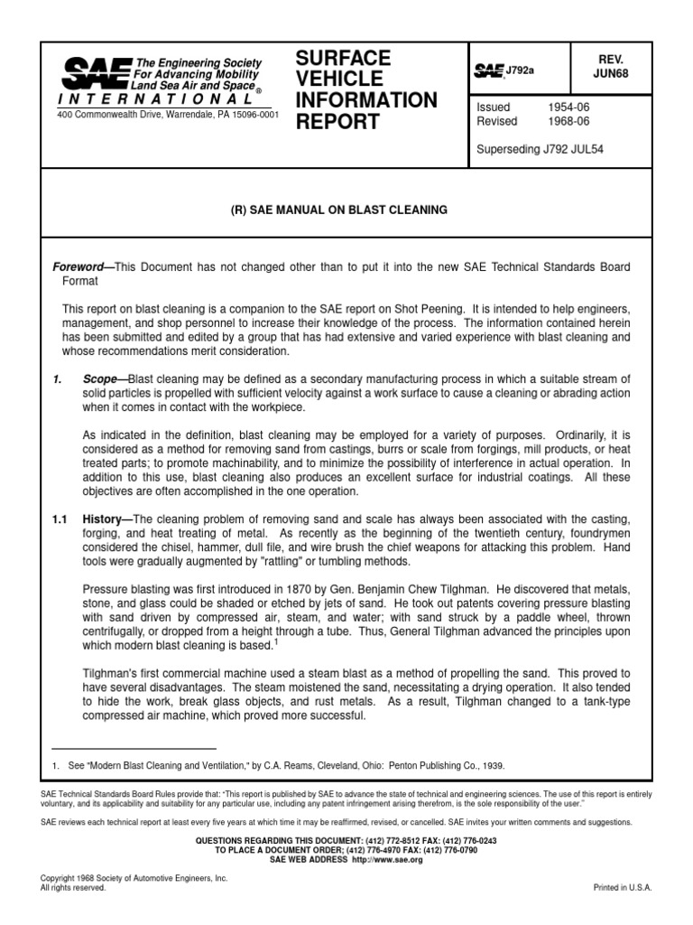 Sae - Sae Manual On Blast Cleaning | PDF | Abrasive | Heat Treating