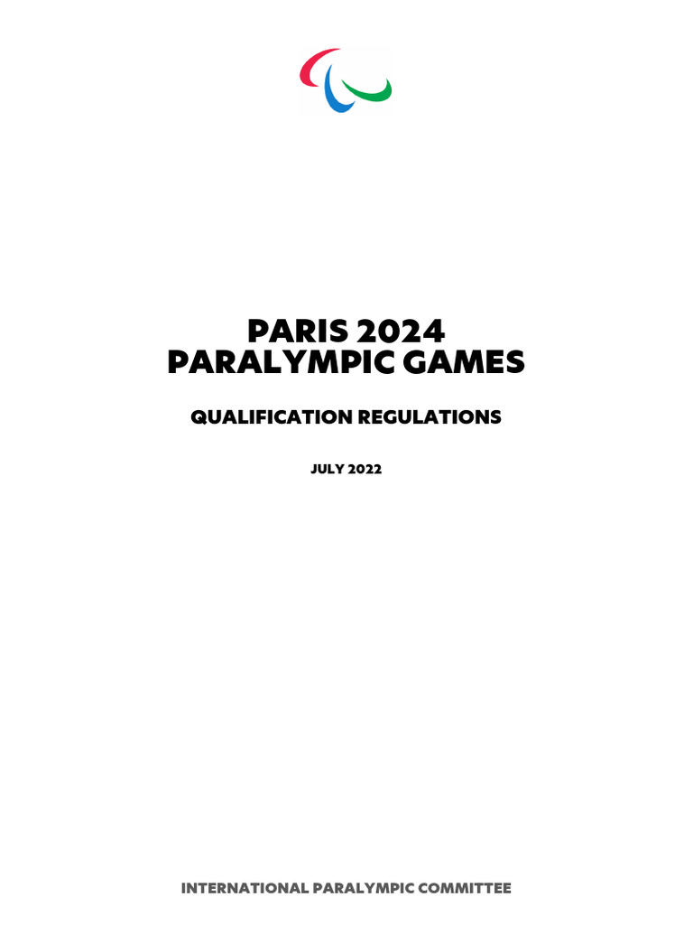Paris 2024 Qualification Regulations July 2022 Pdf Paralympic Games