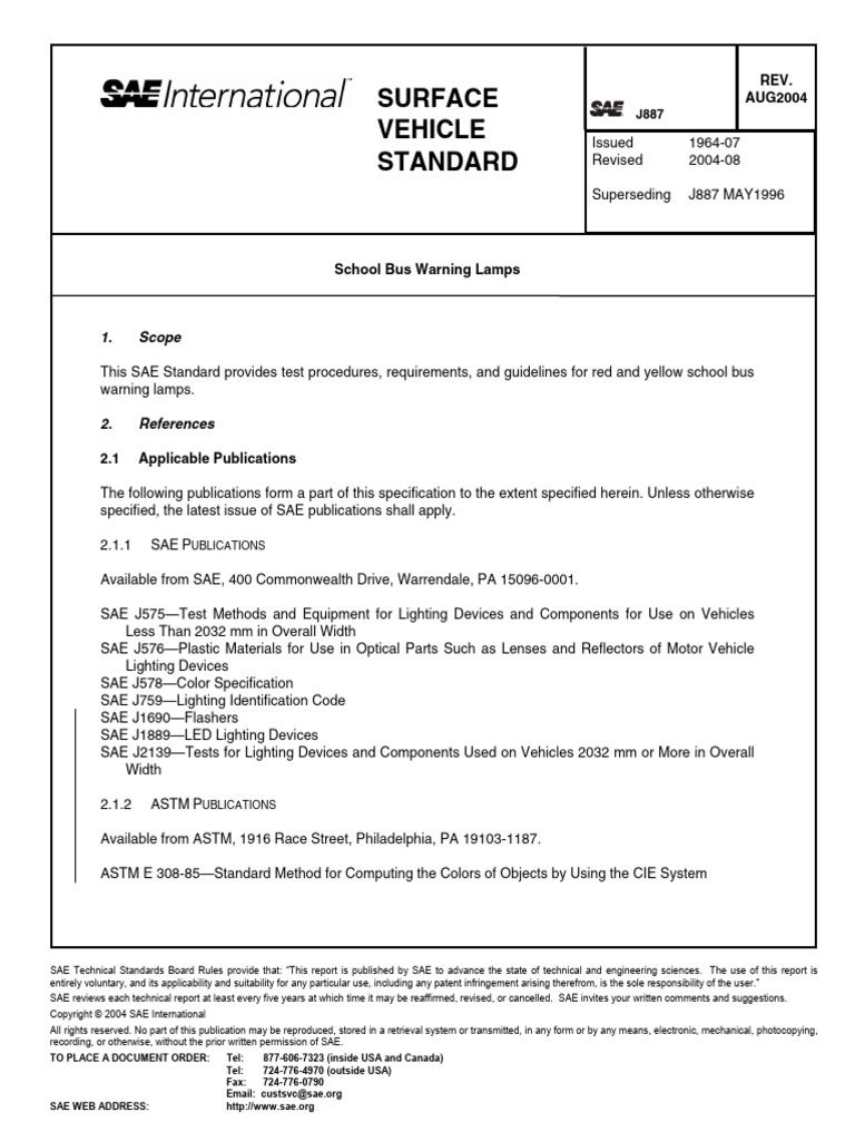 Sae - School Bus Warning Lamps | PDF | Lighting | Flash (Photography)
