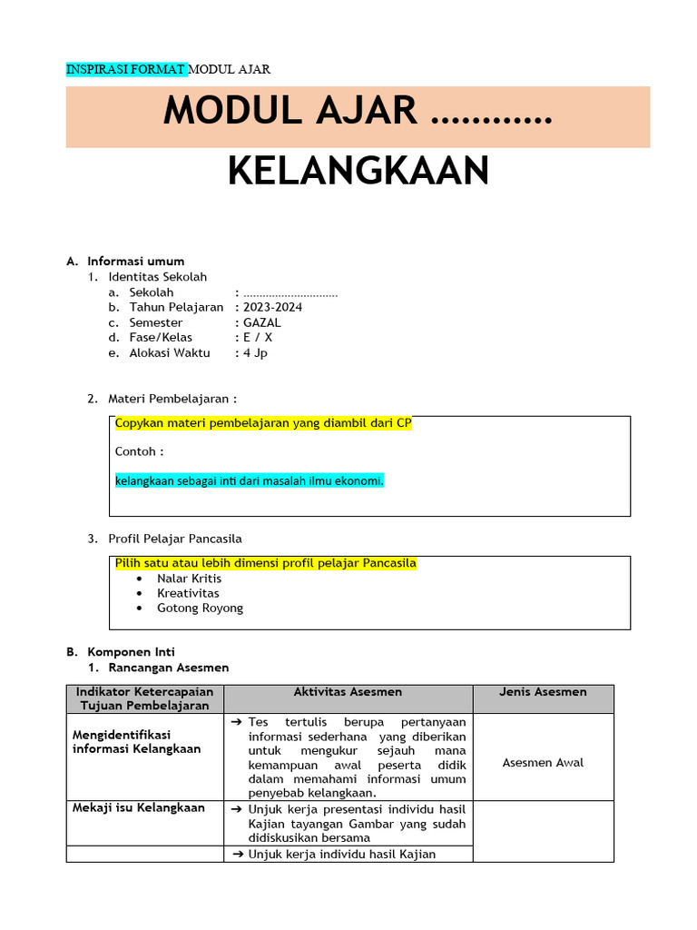 Contoh Format Modul Ajar (SMKN 1 PENUKAL) | PDF | Karier & Perkembangan | Seni