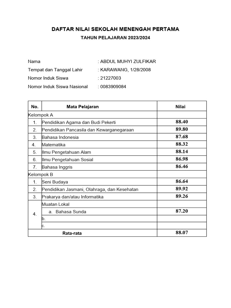 Format Ijazah SMP Nesape | PDF