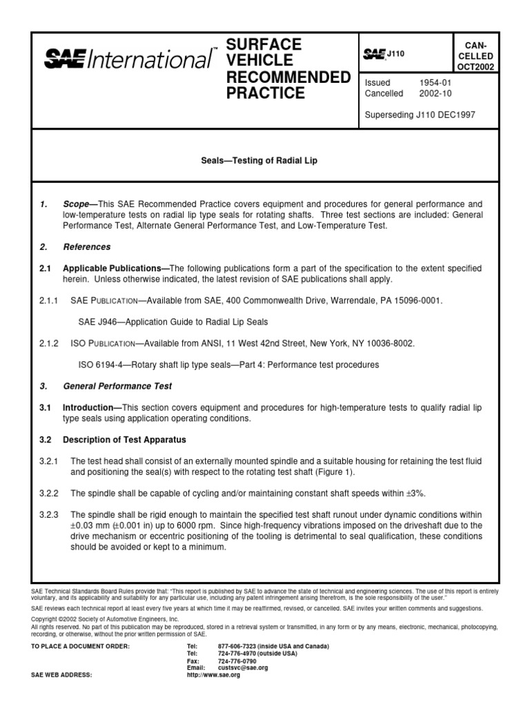 Sae - Seals-Testing of Radial Lip | PDF | Axle | Horsepower